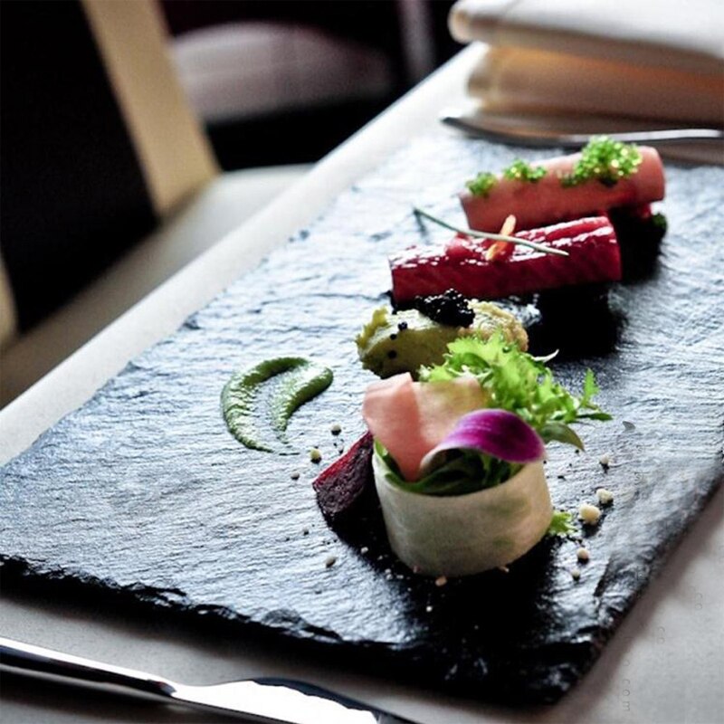 Western Natural Slate Dishes Solid Square Stone Su... – Grandado