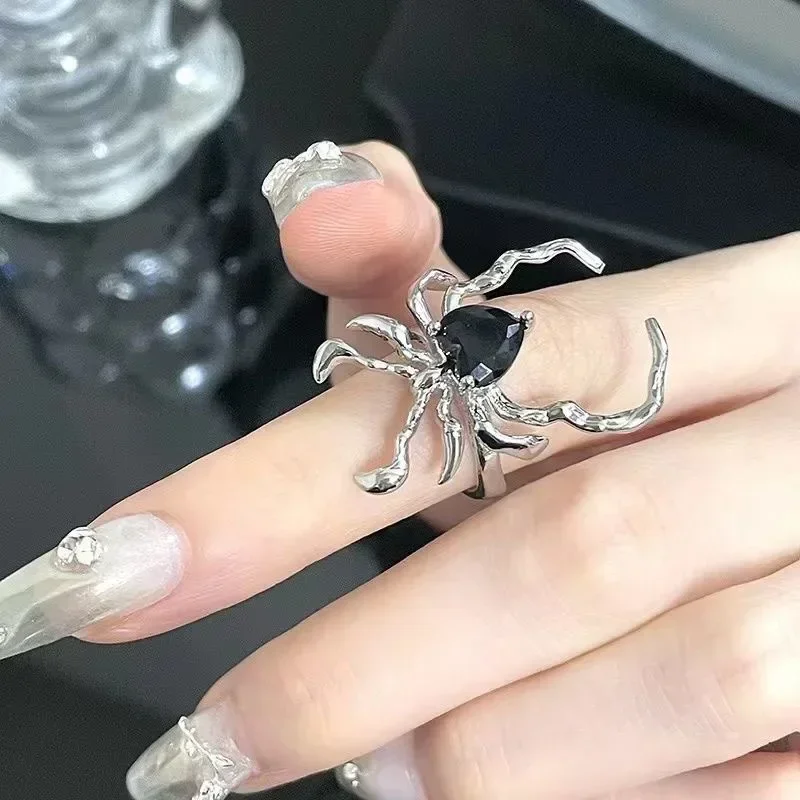 Gothic Punk Zwarte Zirkoon Dier Spin Vinger Ringen... – Grandado
