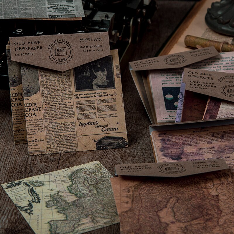 60Pcs/Lot Antique Old Newspaper Mix Material Paper... – Grandado