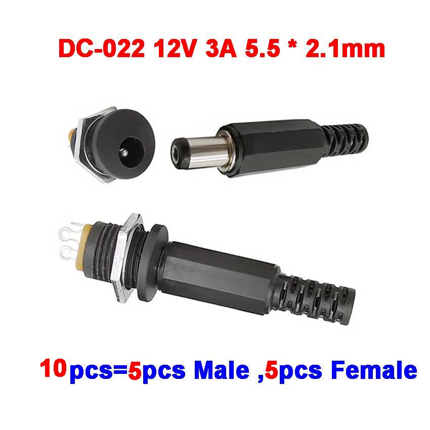 10PCS (5Pairs) 12V 3A 5.5 x 2.1mm Plastic Male Plu... – Vicedeal
