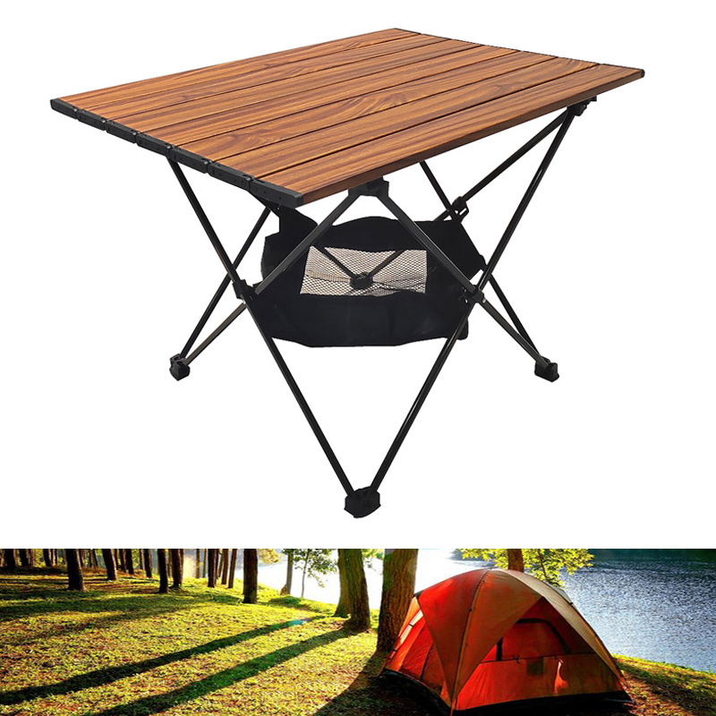 Folding Camping Table With Mesh Storage - Portable... – Grandado