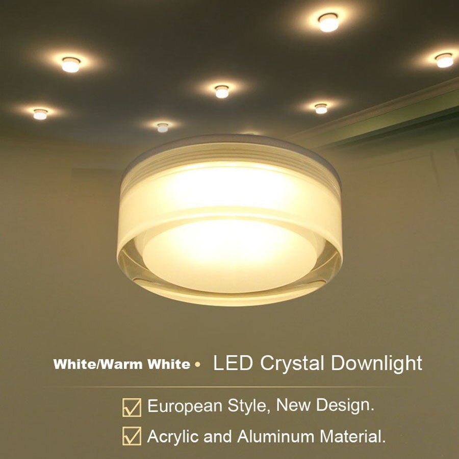 Round Warm White/White LED Crystal Downlight 1W 3W... – Vicedeal