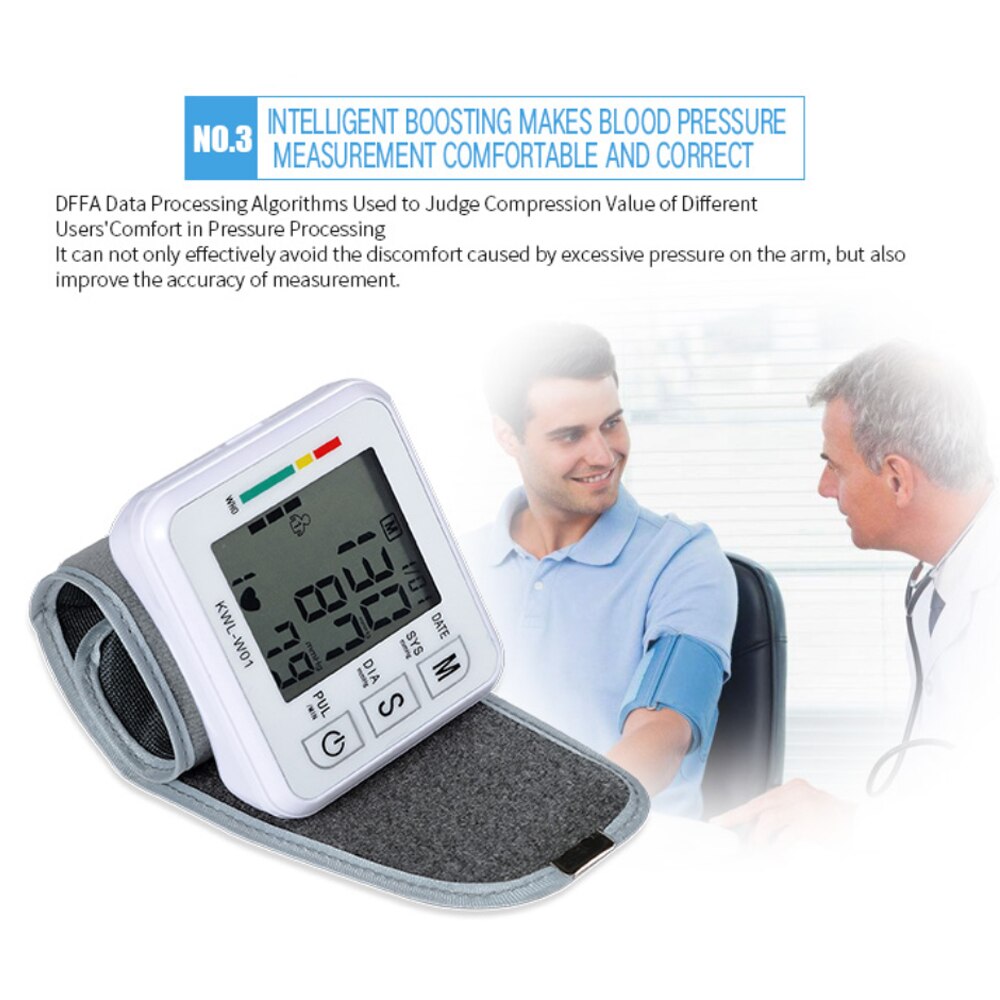 Blood Pressure Monitor Automatic Measurement Wrist Sphygmomanometer Pulse Rate Detection Voice ...