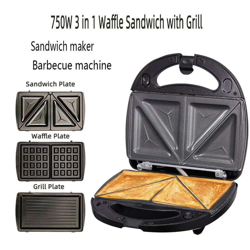 3 In 1 Sandwich Press Waffle And Steak Machine 750... – Grandado