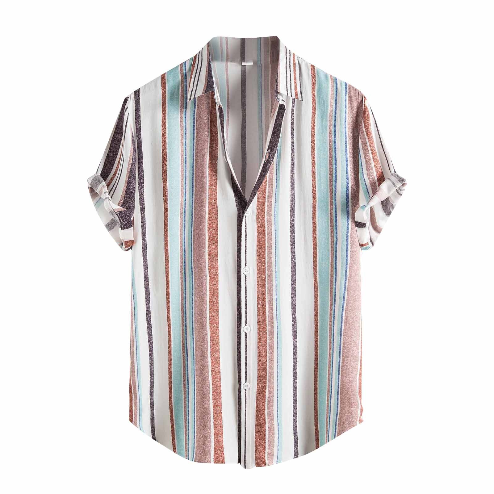 Mannen Hawaiian Shirt Strand Gestreepte Gedrukt St... – Grandado