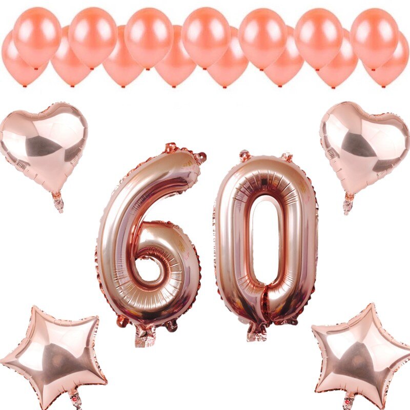 21pcs Rose Gold Number 10-90 Foil Balloons Star He... – Vicedeal