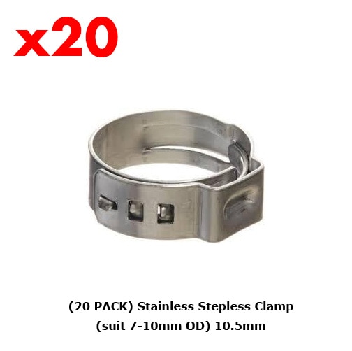 (20 PACK) STAINLESS STEPLESS CLAMP (SUIT 7-10MM OD... – Grandado