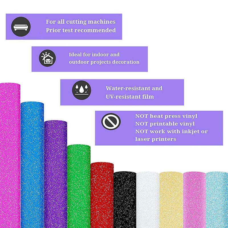 ! Adhesive Vinyl Pack 12 Sheets(10 Assorted Color ... – Vicedeal