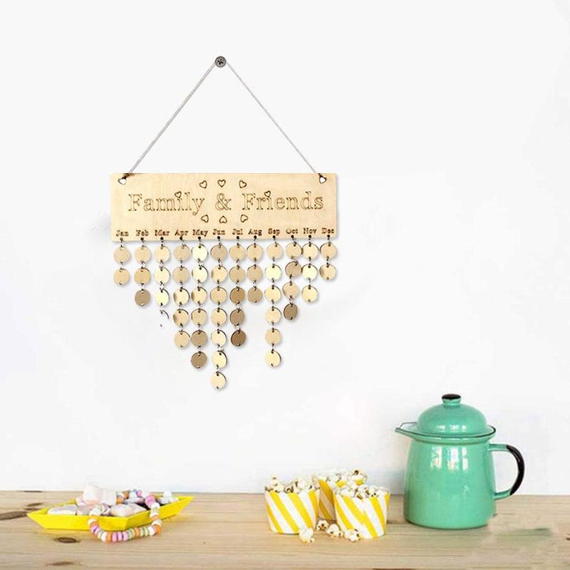Wooden Birthday Calendar Board DIY Family Friends ... – Vicedeal