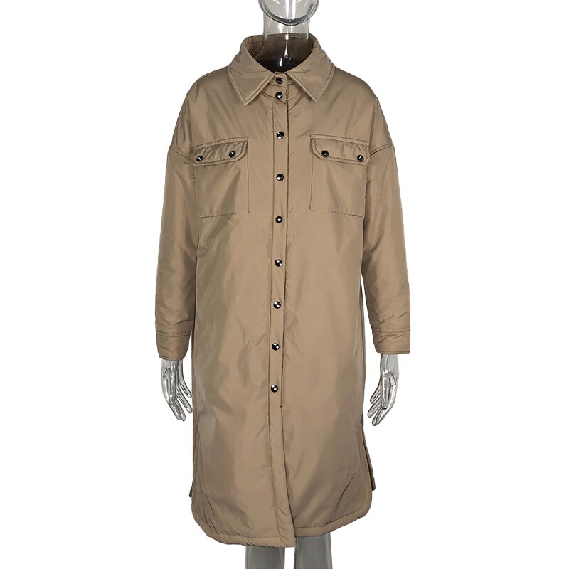 Fandy Lokar Front Pockets Parkas Women Single Brea... – Grandado