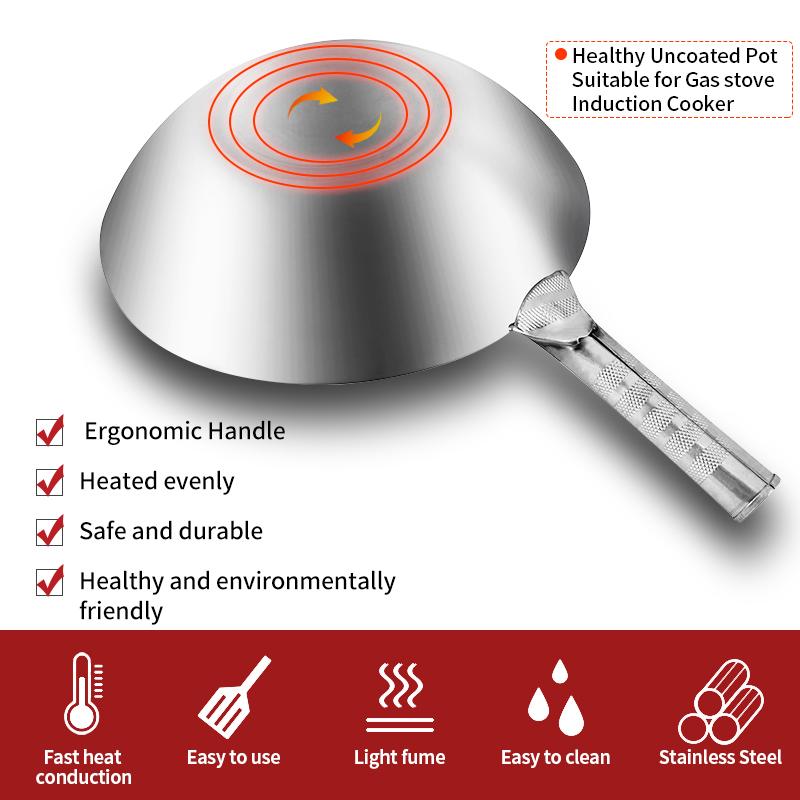 Stainless Steel Wok 1.8mm Thick Chinese Handmade W... – Grandado