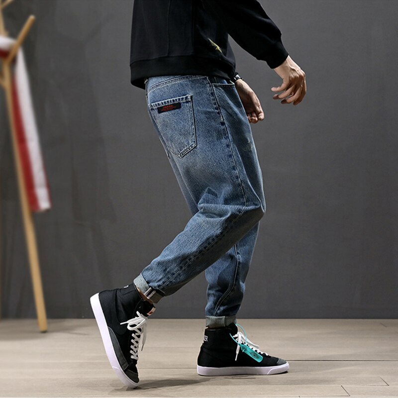 Koreansk stil herr jeans retro blå tvätt slitna ha... – Vicedeal