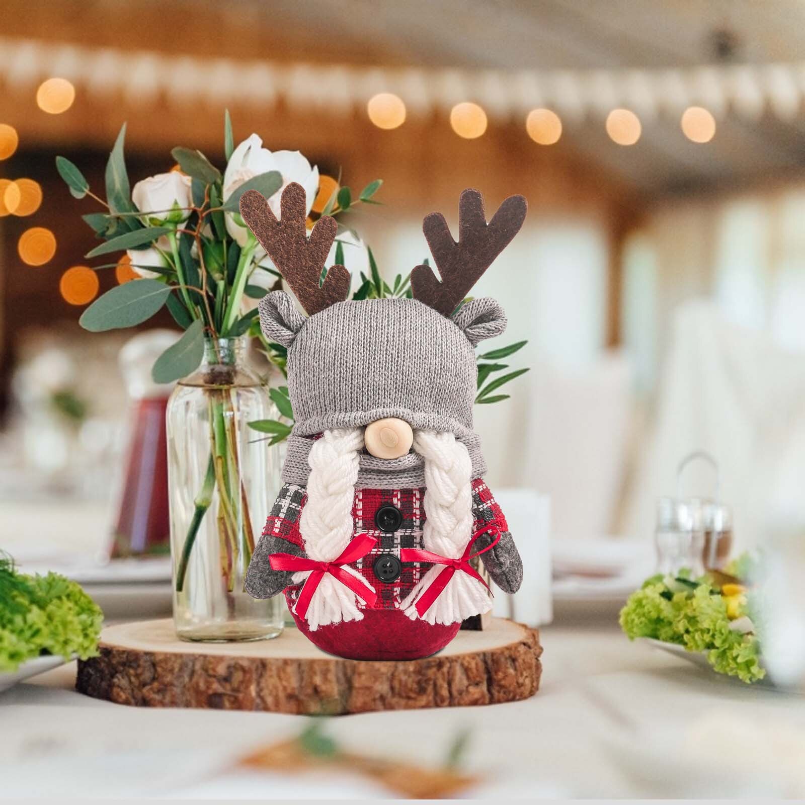 Knitted Gnome Plush Antlers Elk Dwarf Gnome Facele... – Grandado