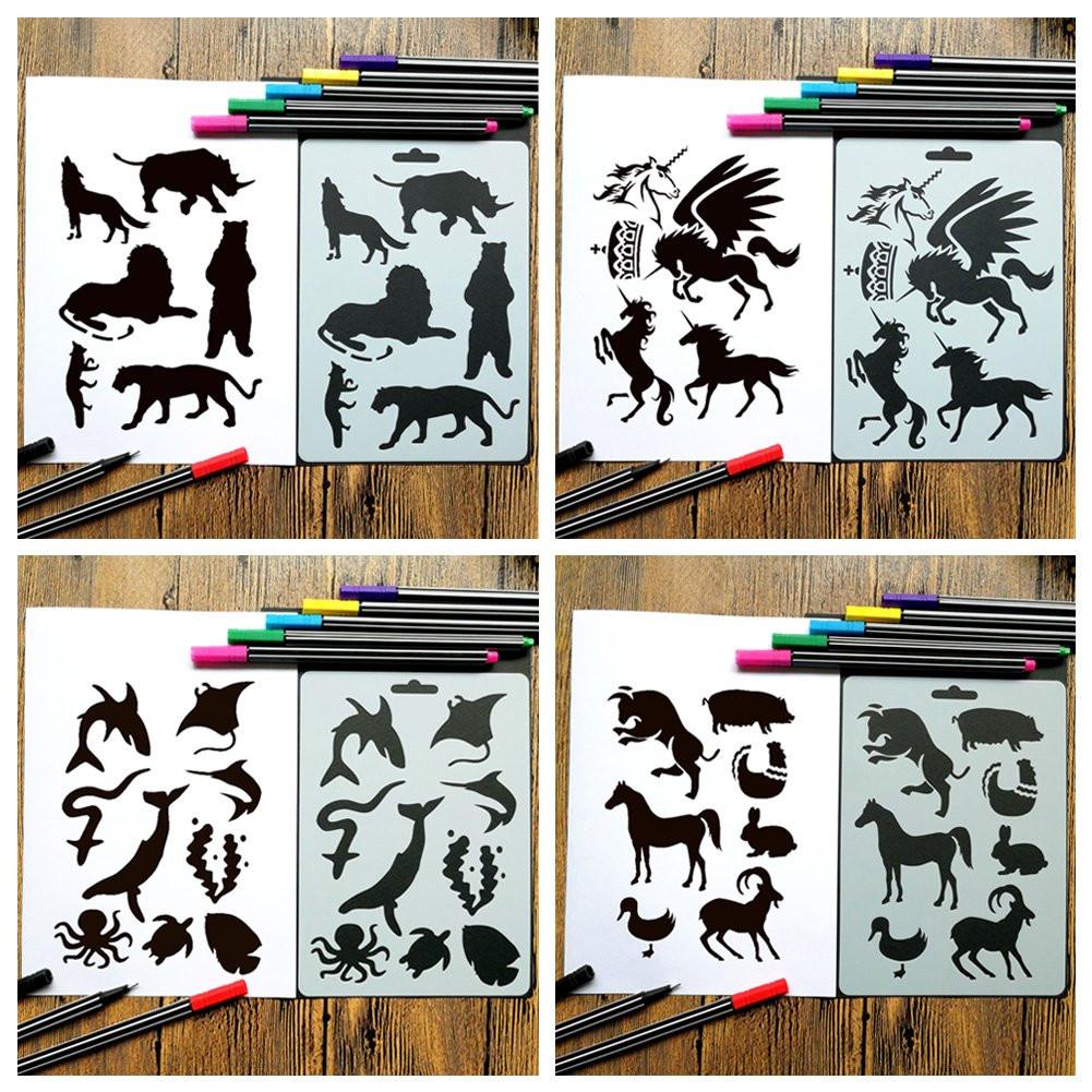 12pcs Animal Stencils Set With 10 Fineliner Color ... – Grandado