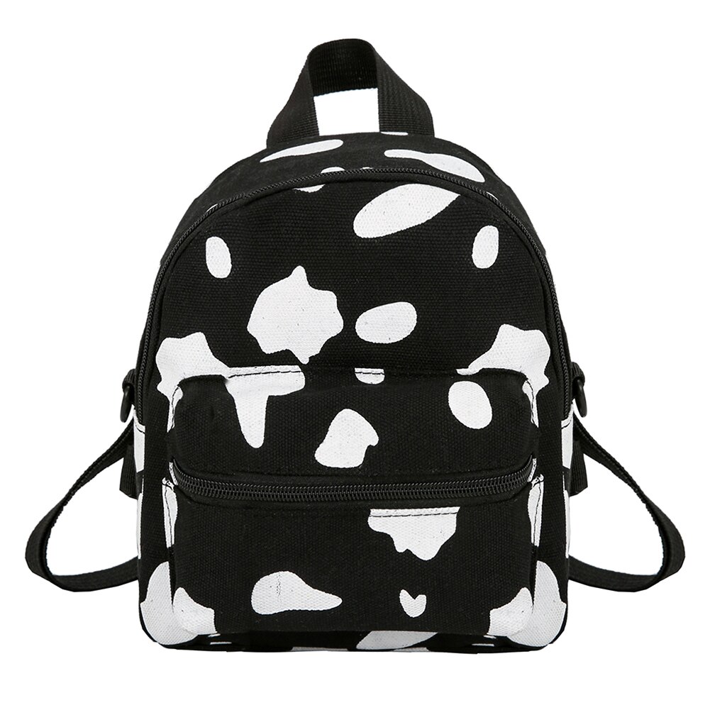 Women Multi-pocket Backpack Cow Milk Pattern Large... – Vicedeal