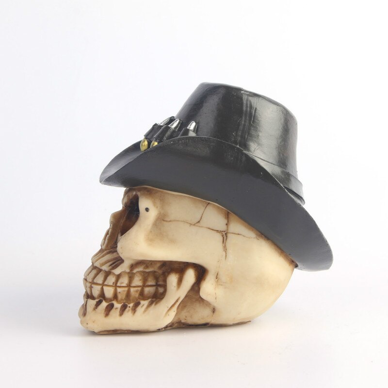 BUF Skull Statue With Cowboy Hat Resin Crafts West... – Vicedeal