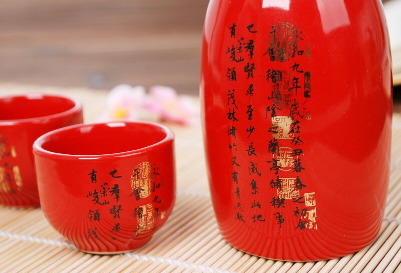 Chinese wedding red Japanese ceramic sake wineware... – Vicedeal