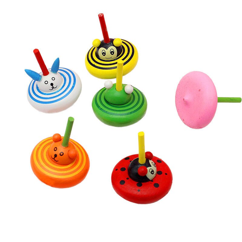1Pcs Cute Spinning Tops Random Color Wooden Toy Fu... – Grandado