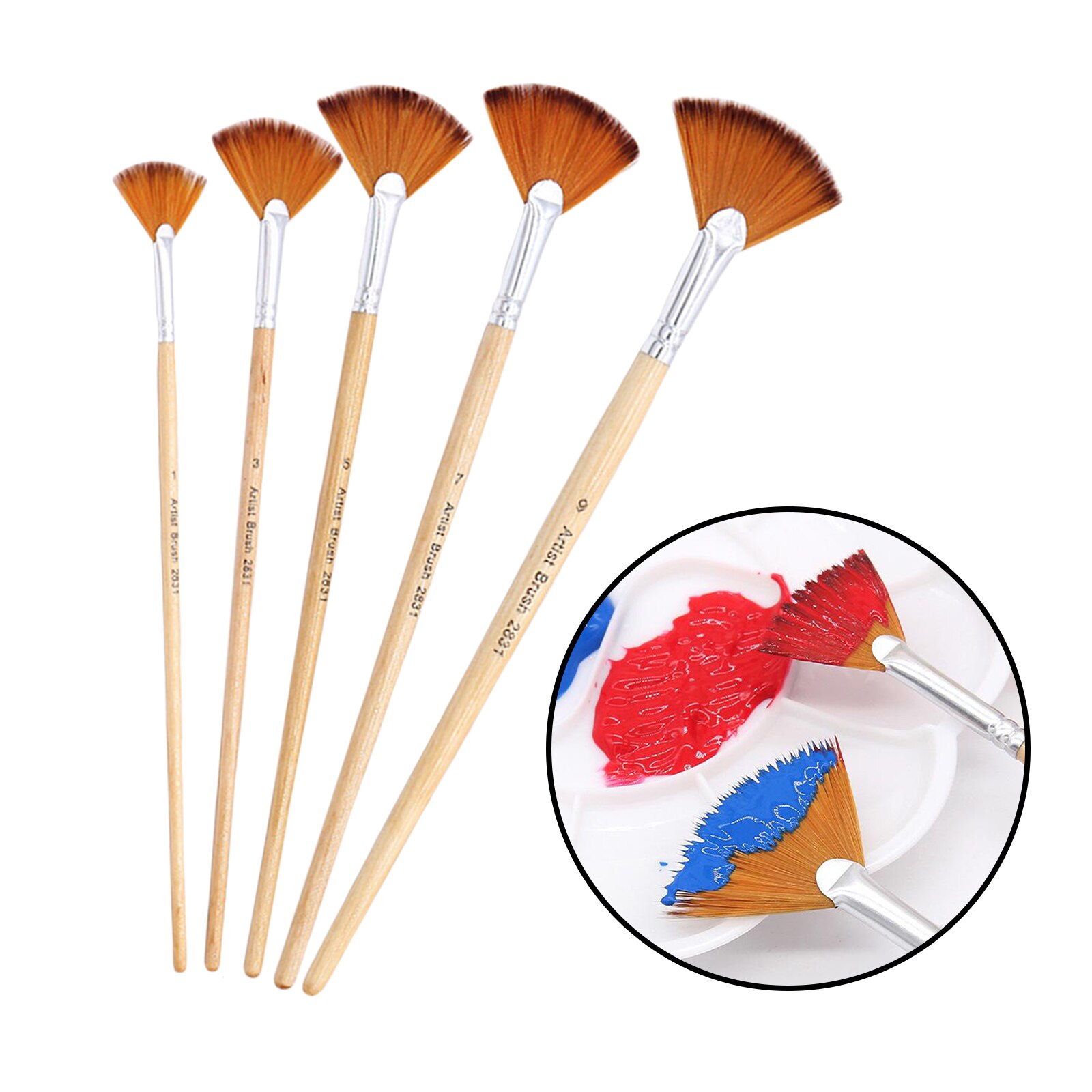 5 Pcs Artist Fan Shape Painting Brush Set for Canv... – Vicedeal