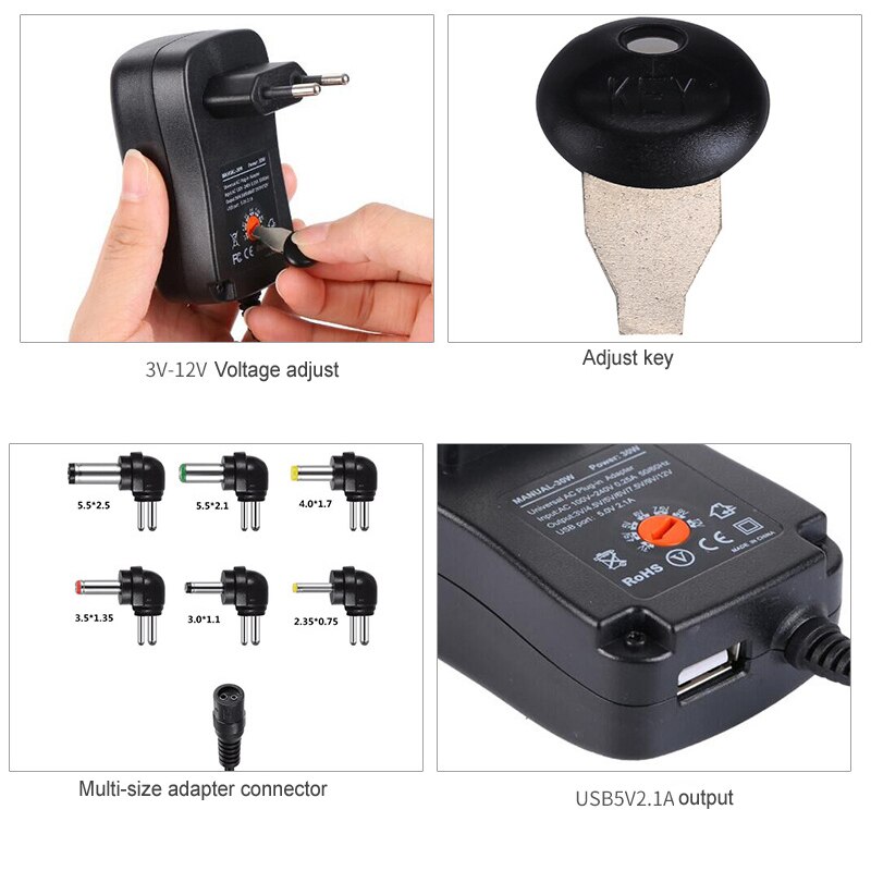 30W AC/DC Adapter Adjustable Power Adapter 3V 4.5V... – Vicedeal