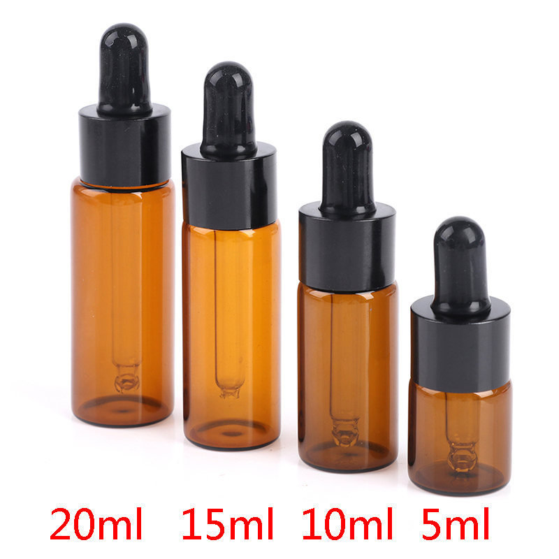 5pcs 5ml 10ml 15ml 20ml Amber Glass Dropper Bottle... – Grandado