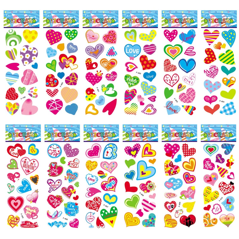 12 Sheets/set Cute Love Heart Shape Bubble Foam St... – Vicedeal
