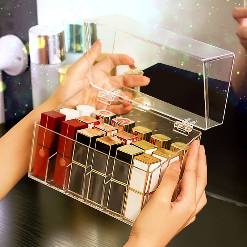 18/32 Grids Glass Makeup Organizer With Cover Nail... – Grandado