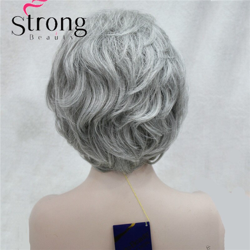 Short Soft Thick Wavy Layered Silver grey Full Syn... – Vicedeal