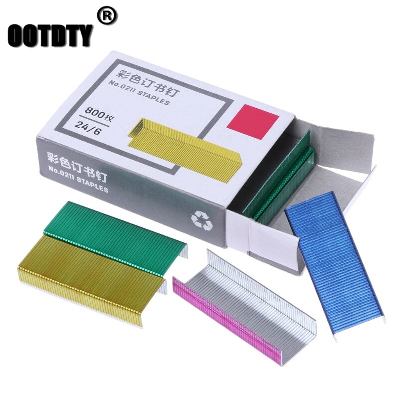 800Pcs/Box 12mm Colorful Metal Staples Office Scho... – Grandado