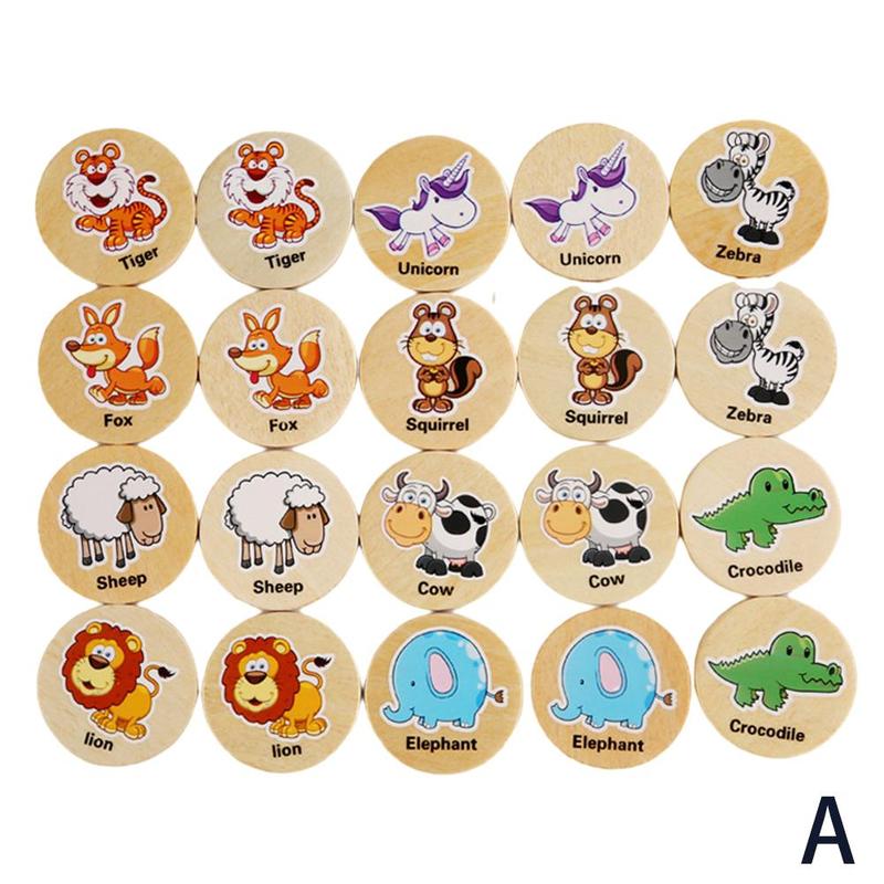 Matching Puzzle Games Kids Wooden Toys Animal Frui... – Grandado