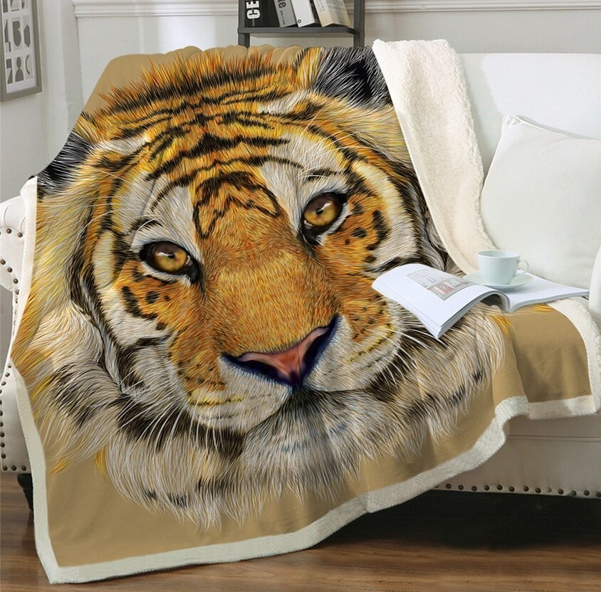 tiger animal Fleece Blanket 3D full printed Wearab... – Vicedeal