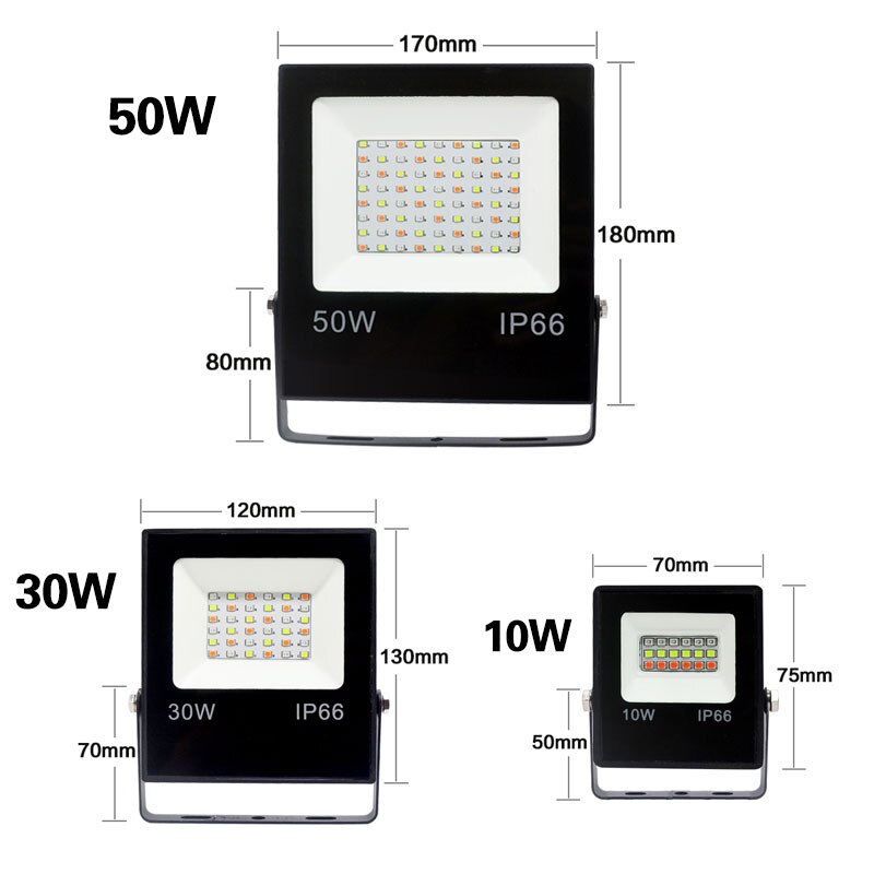 RGB Led Floodlight IP66 50W 30W 10W SMD 2835 Flood... – Grandado