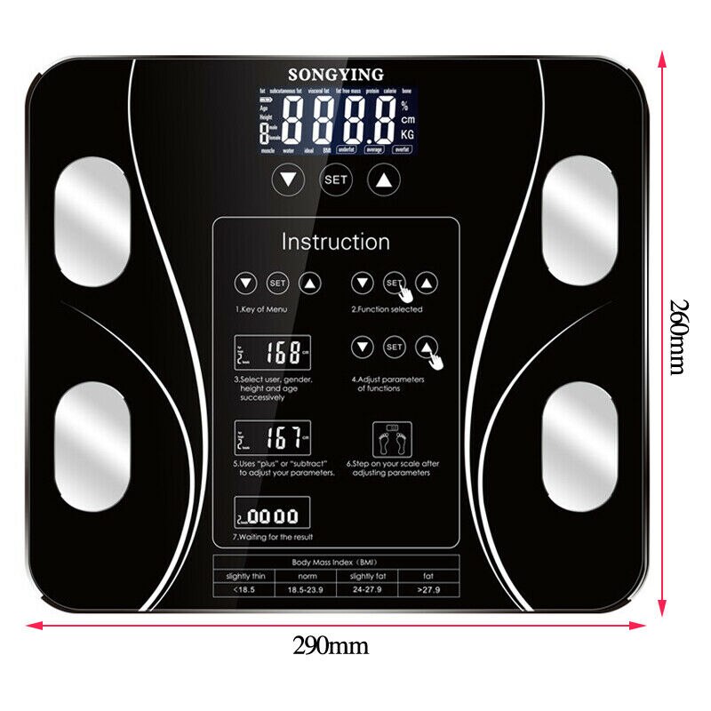 Báscula de peso corporal 180KG Analizador de grasa... – Grandado