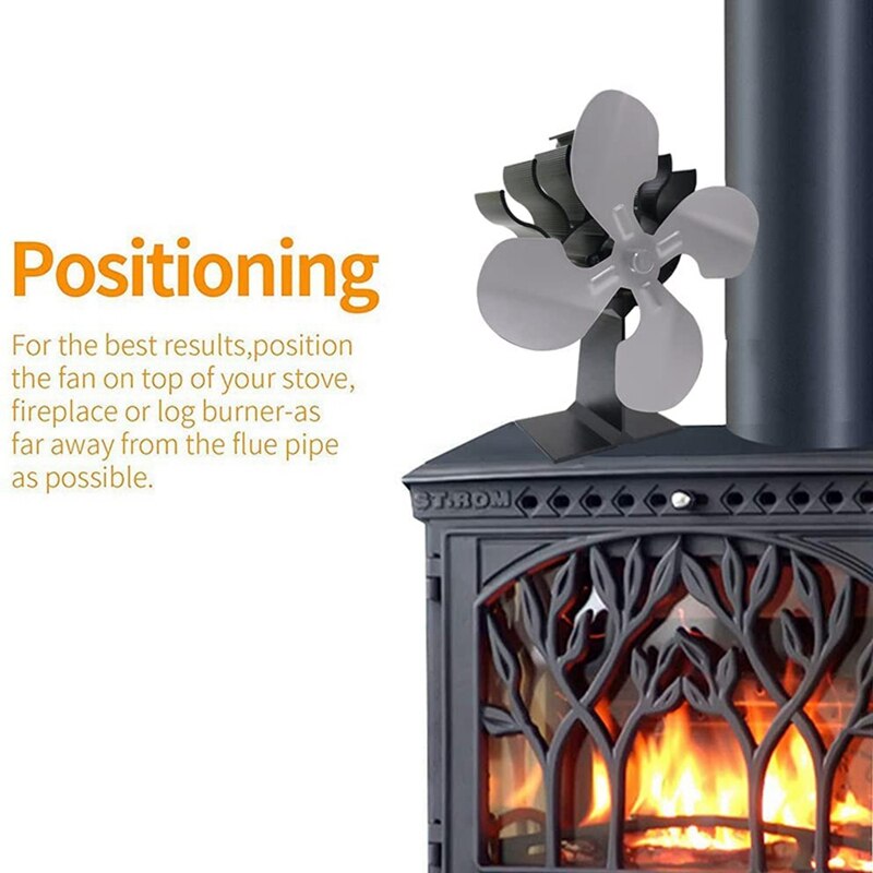 4-Blades Heat Powered Stove Fan Fireplace Fan Heat... – Grandado