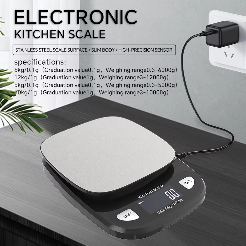 6kg/12kg Rechargeable Digital Kitchen Scale Stainl... – Grandado