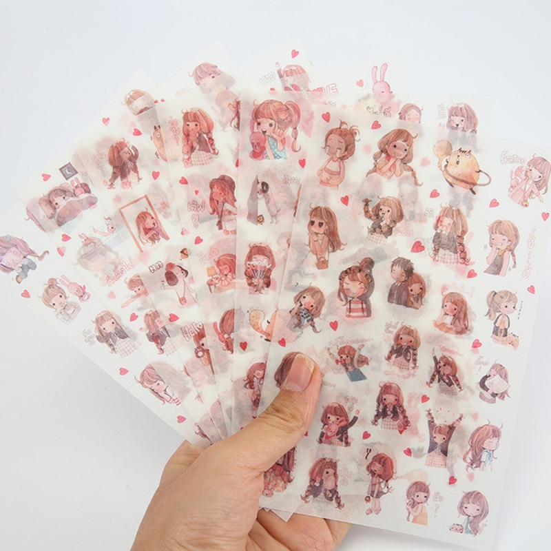 6Sheets/Lot Cute Girl PVC Sticker DIY Multifunctio... – Vicedeal