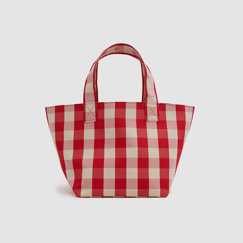 Canvas totes bag women beach large big plaid check... – Grandado