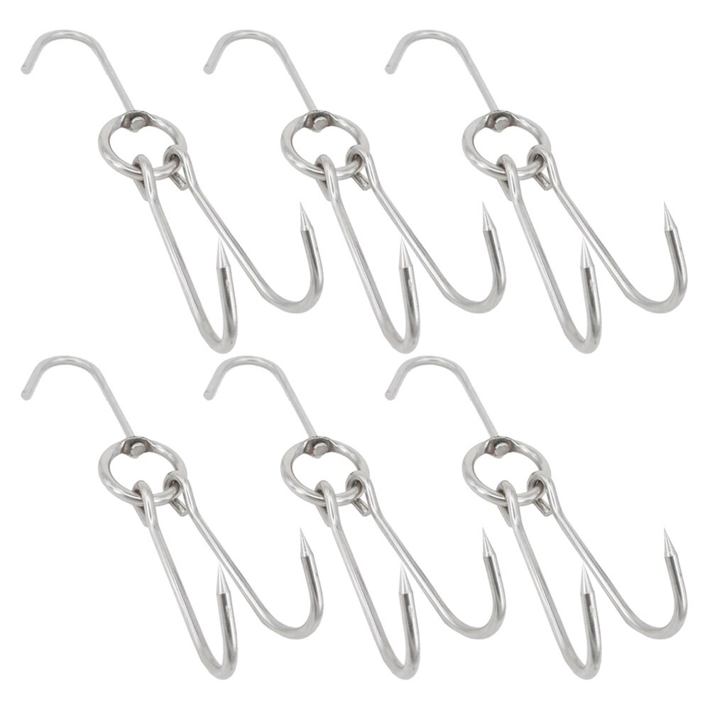 6pcs Stainless Steel Double Meat Hooks Drying Roas... – Grandado