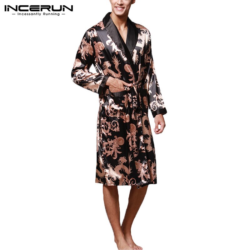 Incerun Mannen Pyjama Gewaden Kimono Lange Mouw Ba... – Vicedeal