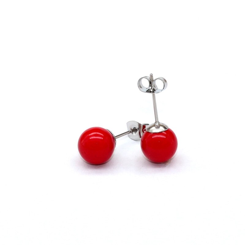 1pair Push-back Red Beads Stud Earrings The Metal ... – Grandado