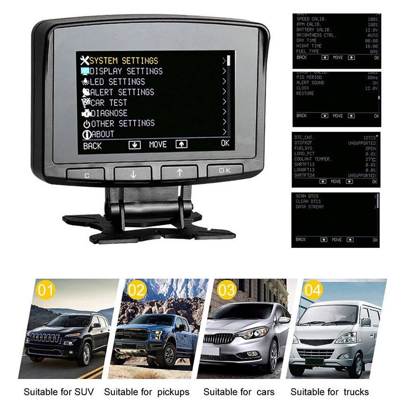 A208C Head-Up Display Smart Car OBD Hud Display Me... – Grandado