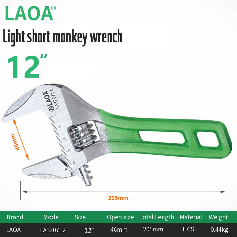 LAOA Adjustable Spanner 6" 8" 10" 12" Light ShortH... – Vicedeal