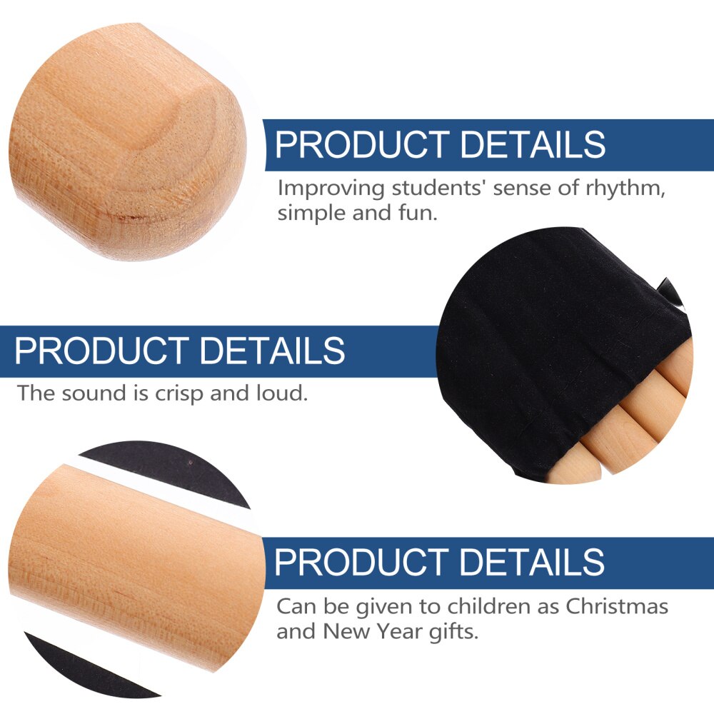 2 Pairs Wood Clave Beginner Percussion Instrument ... – Grandado