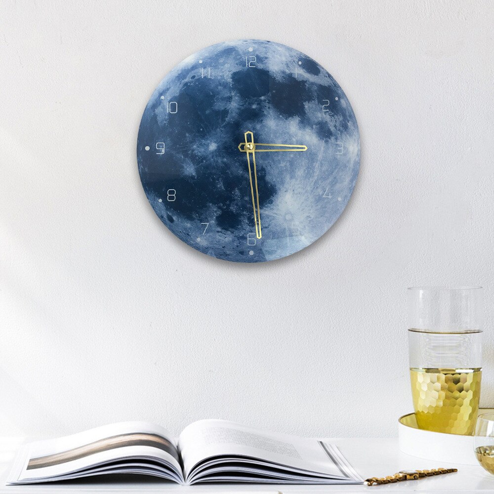 Brief Blue Moon Wall Clock Modern Home Decoration ... – Grandado