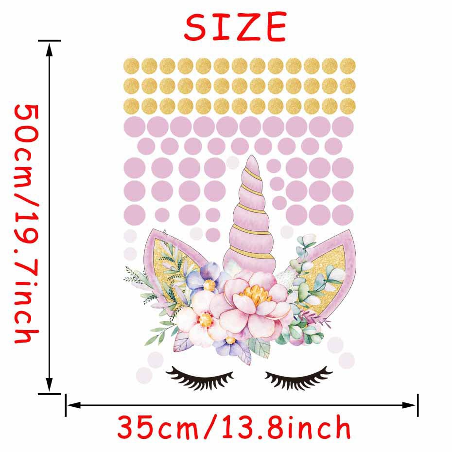 Cartoon Cute Unicorns Pink Gold Dot Wall Stickers ... – Grandado