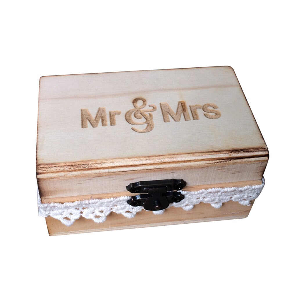 Wooden Mr & Mrs Ring Box Rustic Engagement Wedding... – Grandado