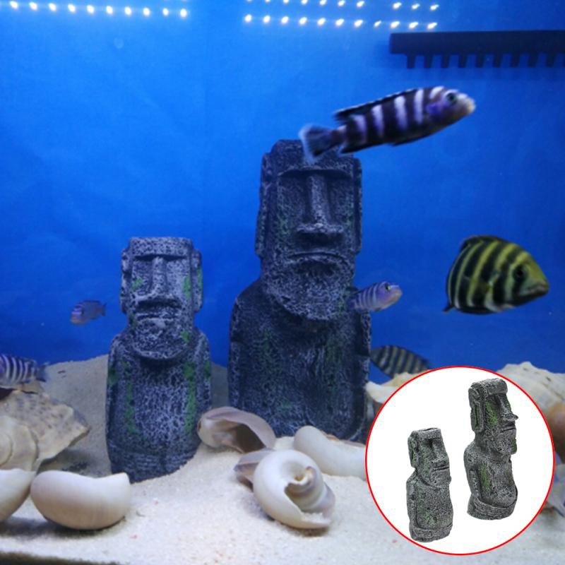 Easter Island Stone Statue Resin Ornament Fish Tan... – Grandado