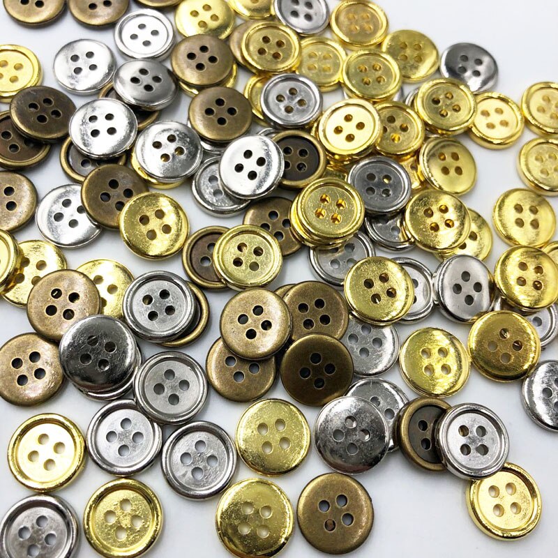 100pcs Silver/Bronze/Gold Plastic Buttons 12mm Sew... – Grandado