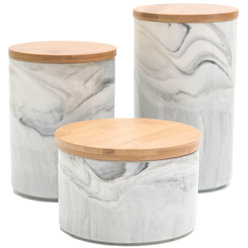 Marble Texture Ceramic Storage Jars with Lid Seal ... – Grandado