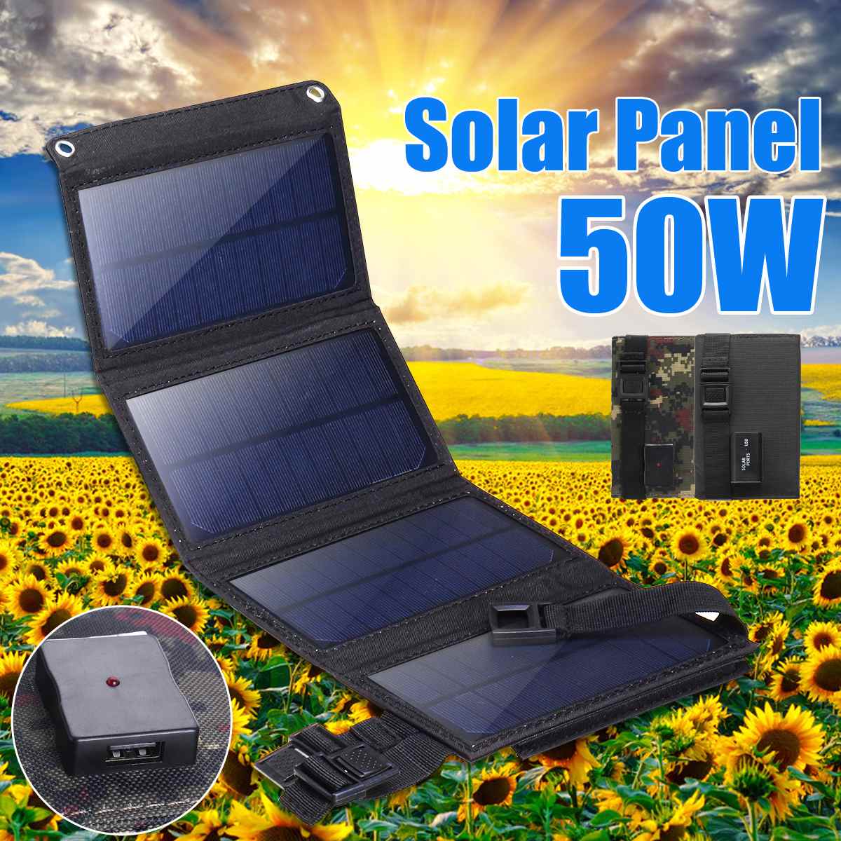 50W Folding Solar Panel 5V Solar Cell Portable Sun... – Grandado